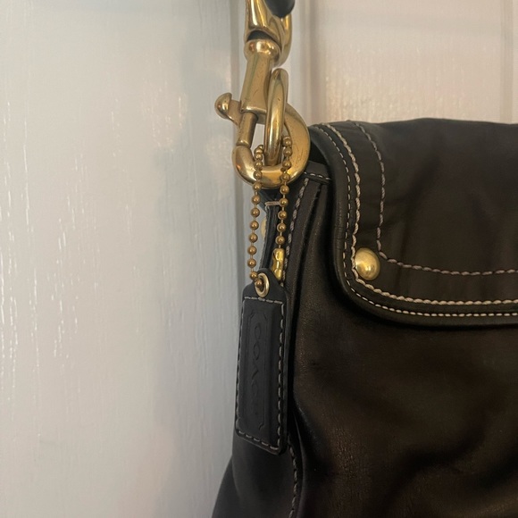 Coach | Bags | Vintage Coach Black Leather Saddle Bag With Brass ...